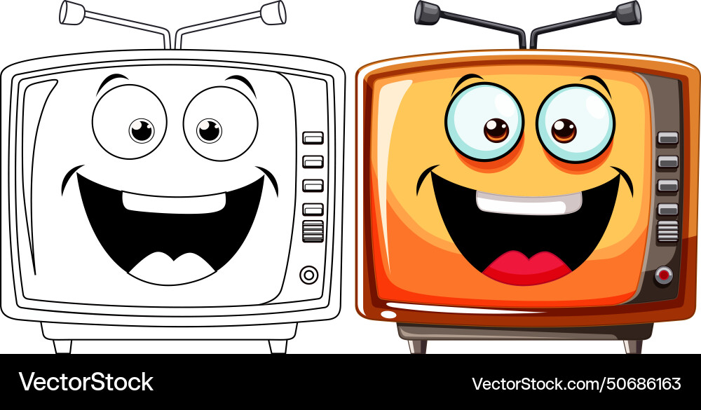 Two smiling televisions with colorful Royalty Free Vector