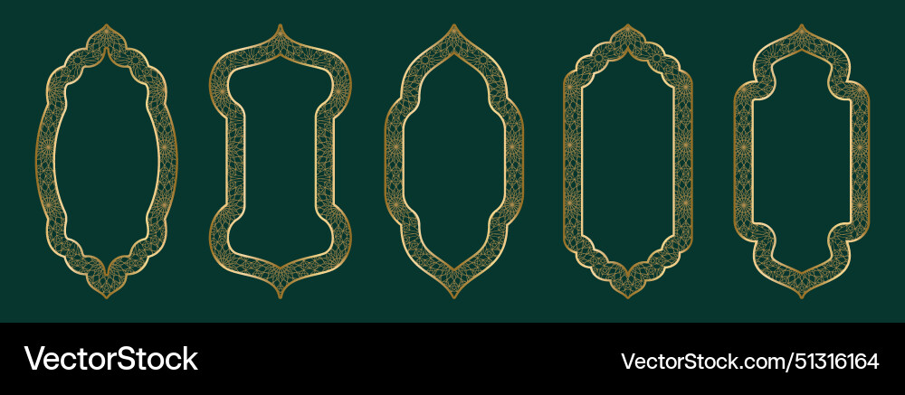 Gold arch frame shape islamic door or window Vector Image