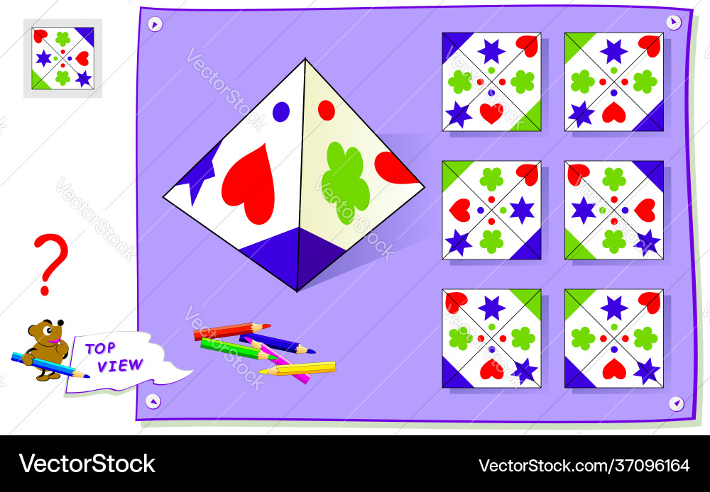 Logic puzzle game for kids need to find correct Vector Image