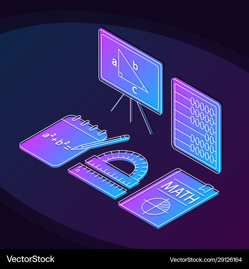 Math isometric color Royalty Free Vector Image