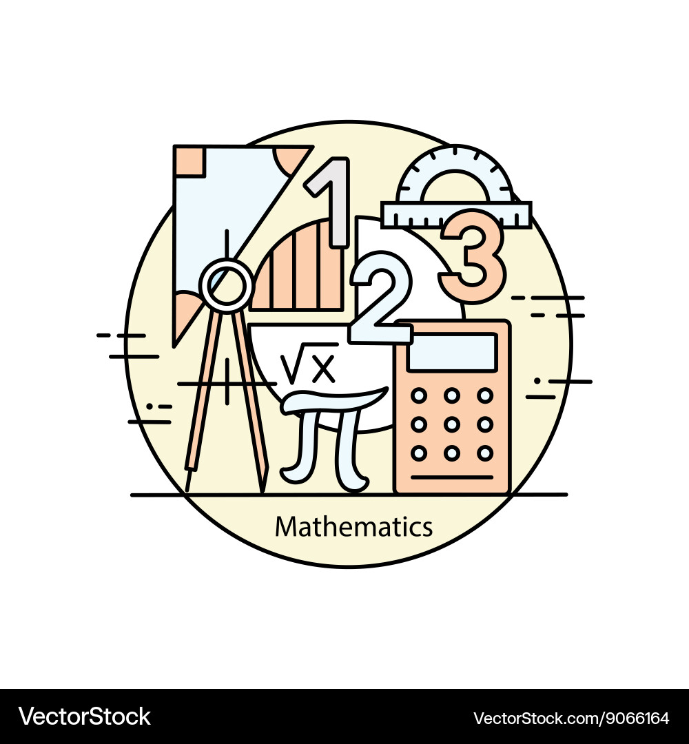 Modern color thin line concept of mathematics Vector Image