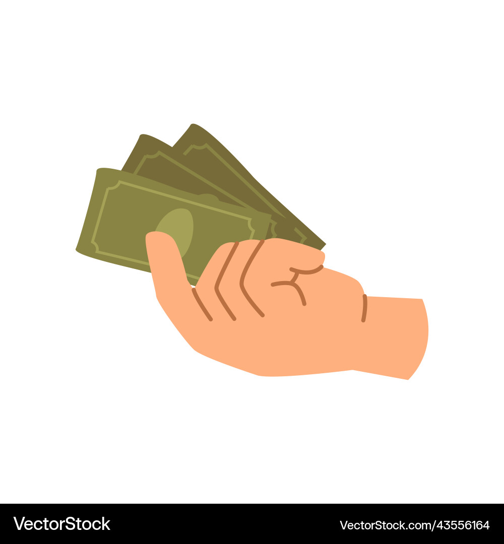 Money in hands paying dollar banknotes Royalty Free Vector