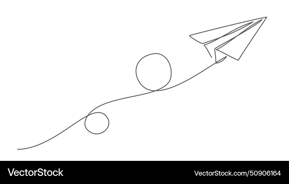 Paper plane one line drawing isolated on white Vector Image