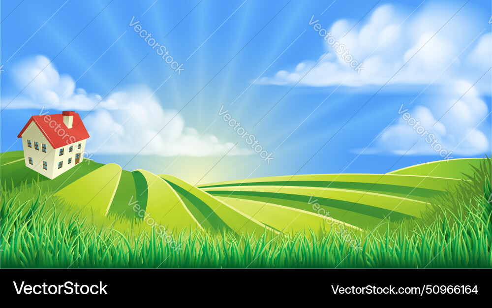 Rolling hills fields farm Royalty Free Vector Image