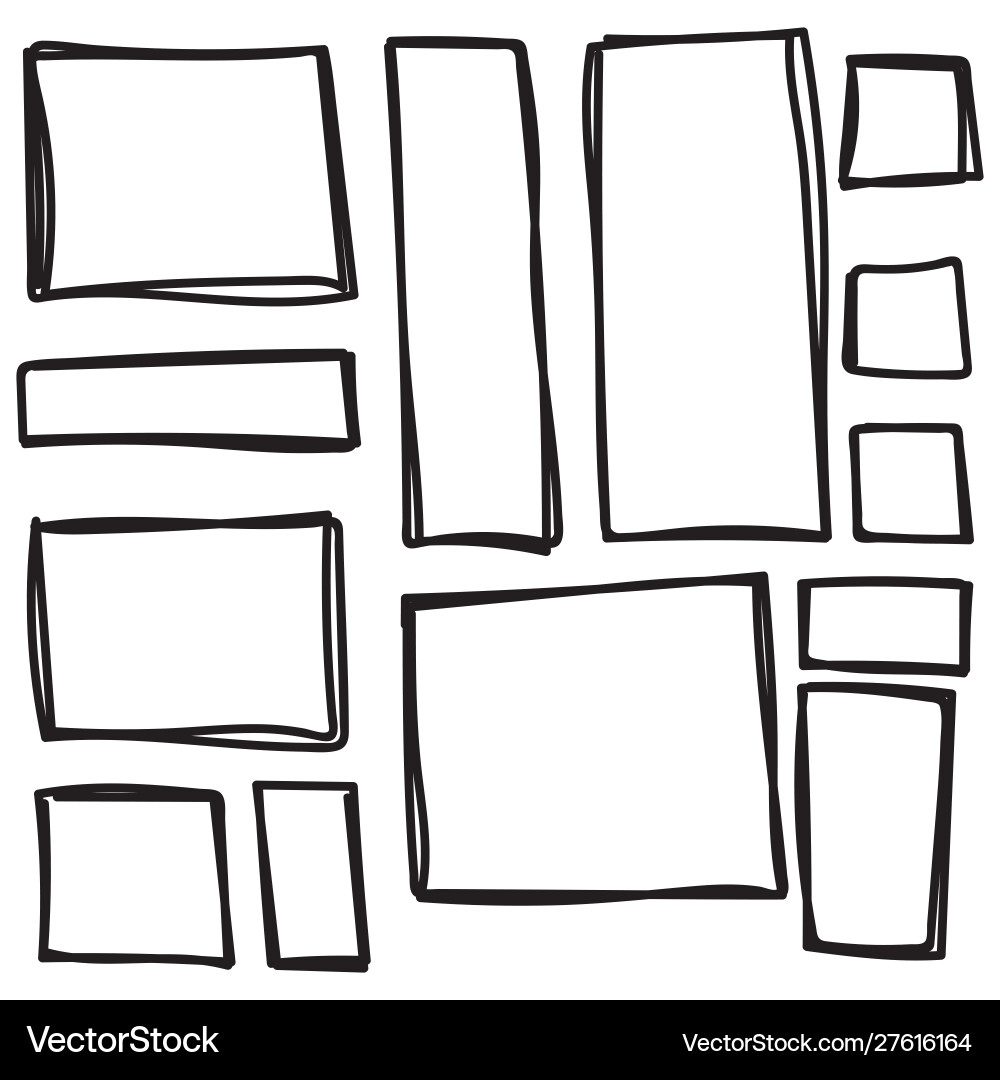 Set freehand drawn shape Royalty Free Vector Image