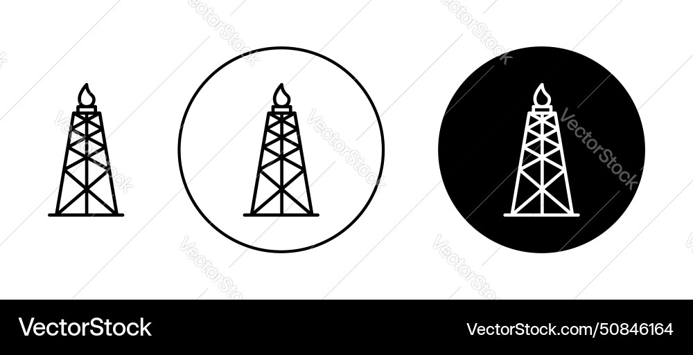 Shale gas rig icon set natural extraction Vector Image