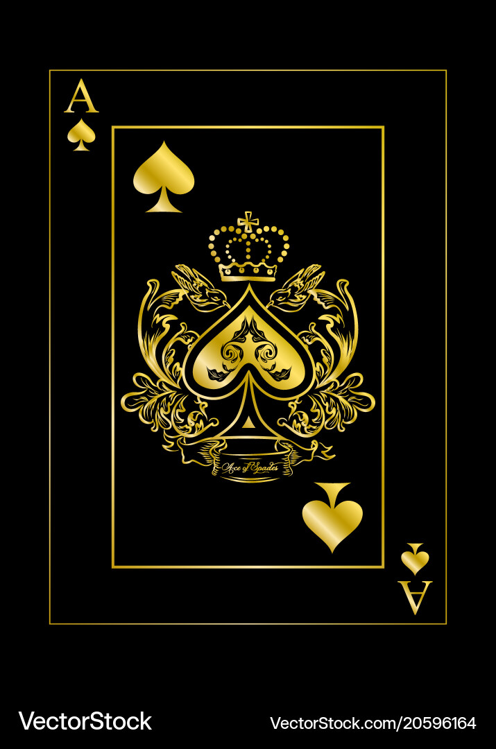 Spades ace gold Royalty Free Vector Image - VectorStock