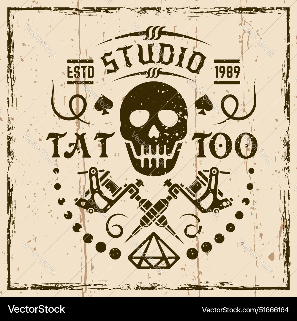 Tattoo studio emblem in vintage style Royalty Free Vector