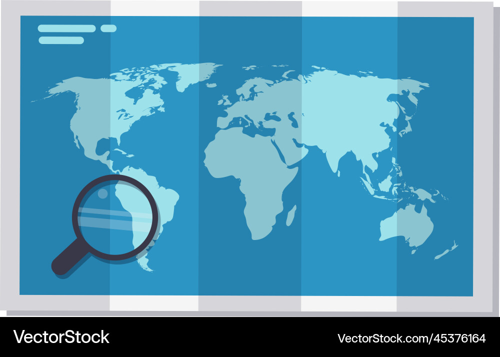 World map with magnify glass cartoon global Vector Image