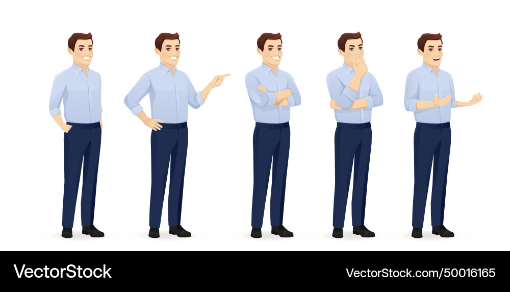 Business man set side view Royalty Free Vector Image