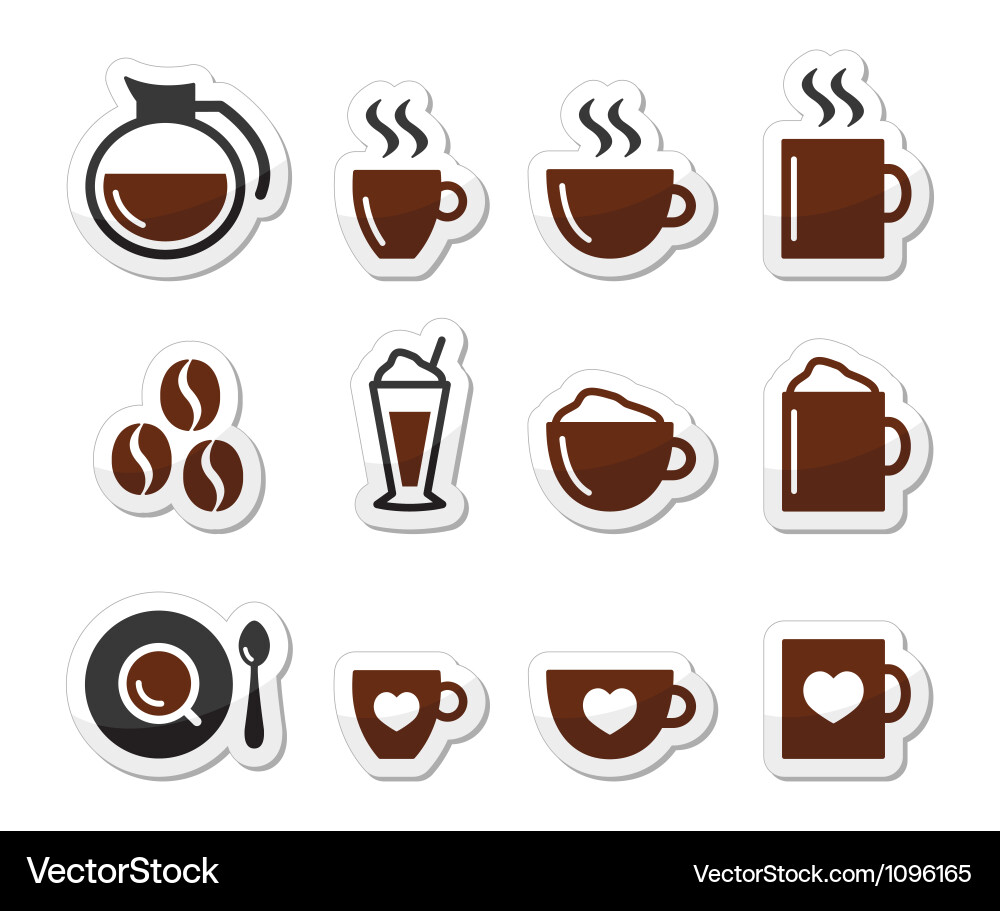 Coffee Icon Set - Mug & Bean Royalty Free Vector Image