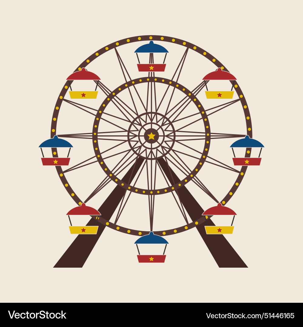 Colorful ferris wheel icon amusement park element Vector Image