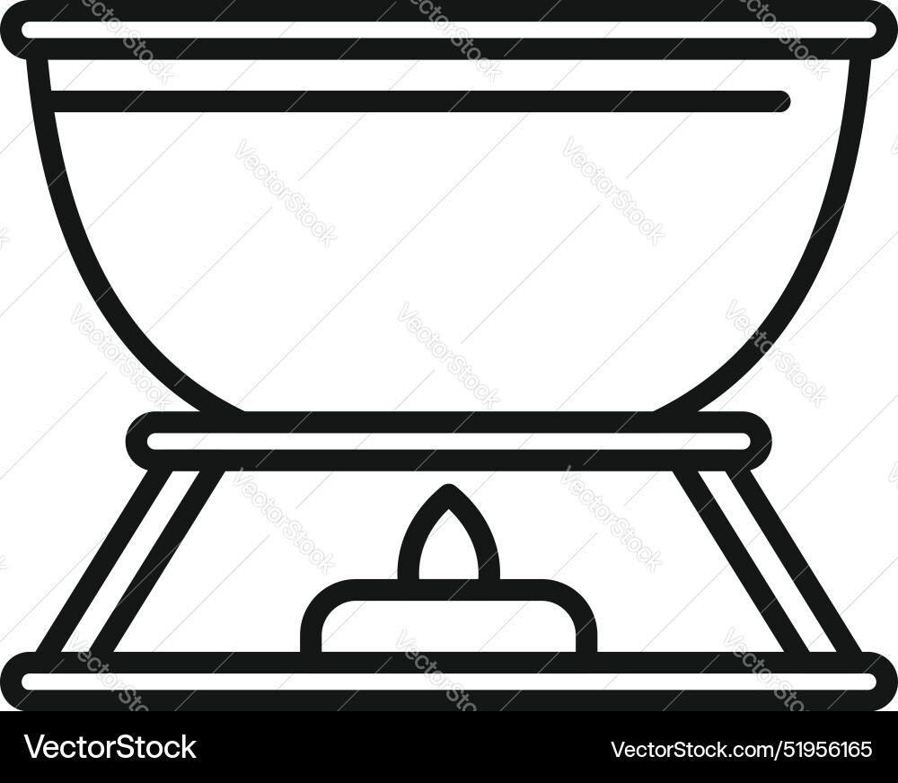 Cooking pot warming on burning camping stove icon Vector Image
