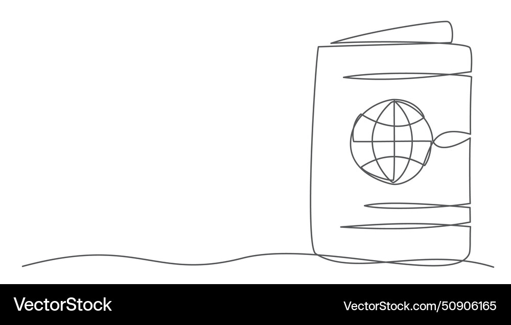 Passport one line drawing isolated on white Vector Image