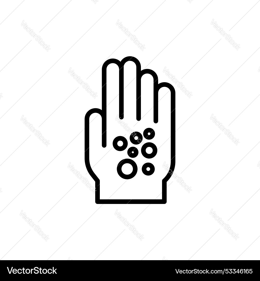 Rash hand line icon isolated on white background Vector Image