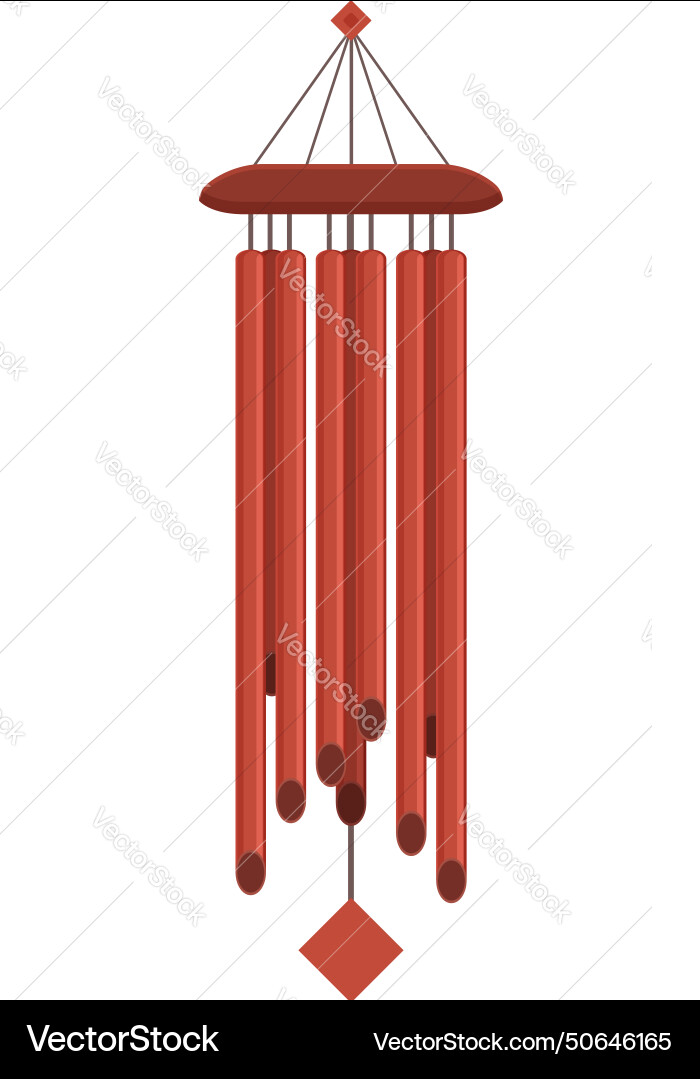 Red color wind chime icon cartoon hand Royalty Free Vector