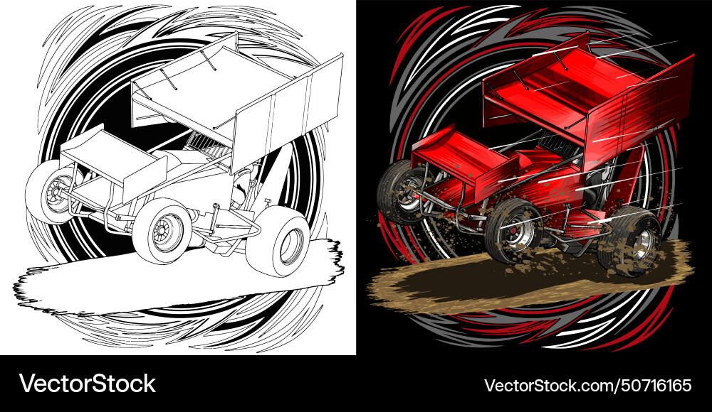 Red drag racing car with black strip Royalty Free Vector