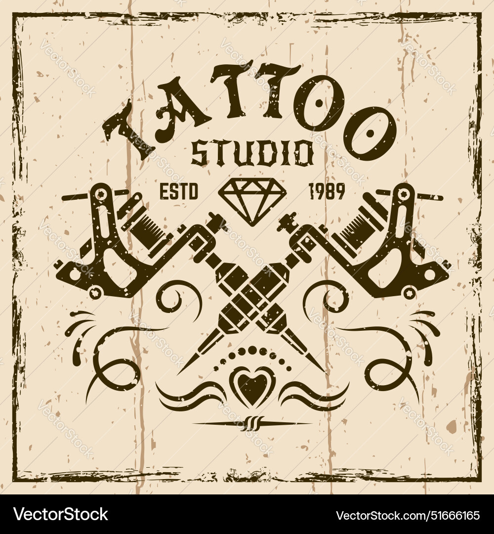 Tattoo studio emblem in vintage style Royalty Free Vector