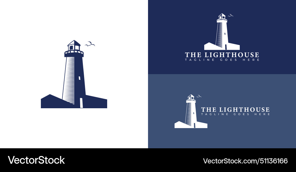 Abstract lighthouse icon logo in blue color Vector Image