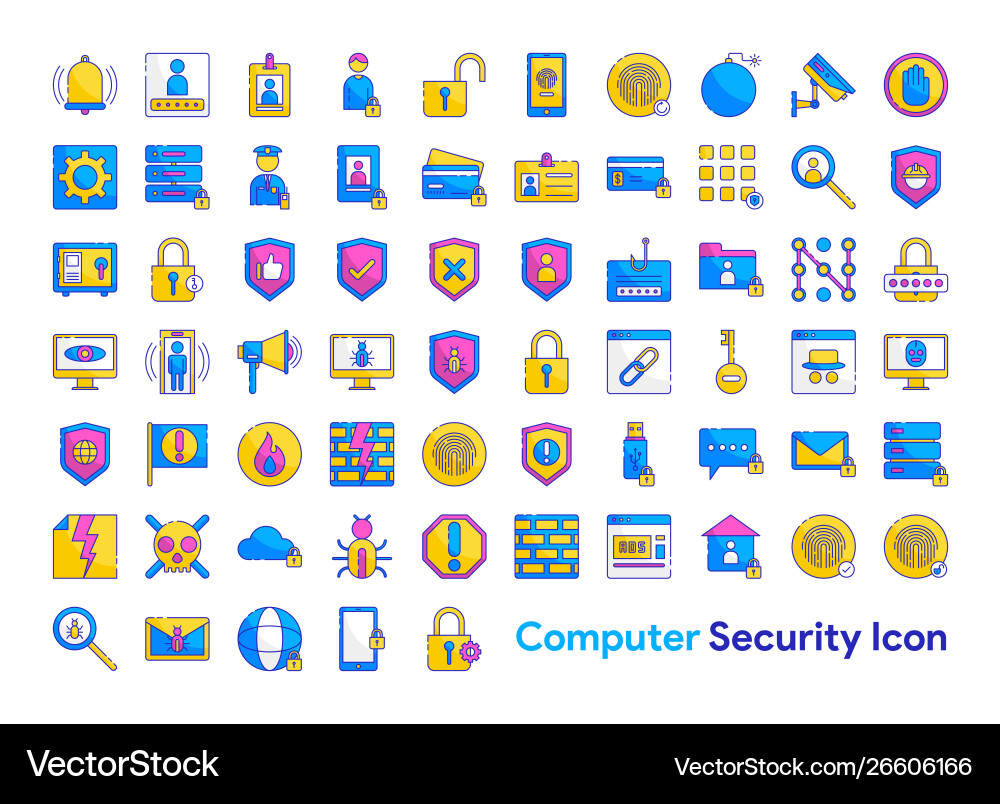 Computer security icon set Royalty Free Vector Image