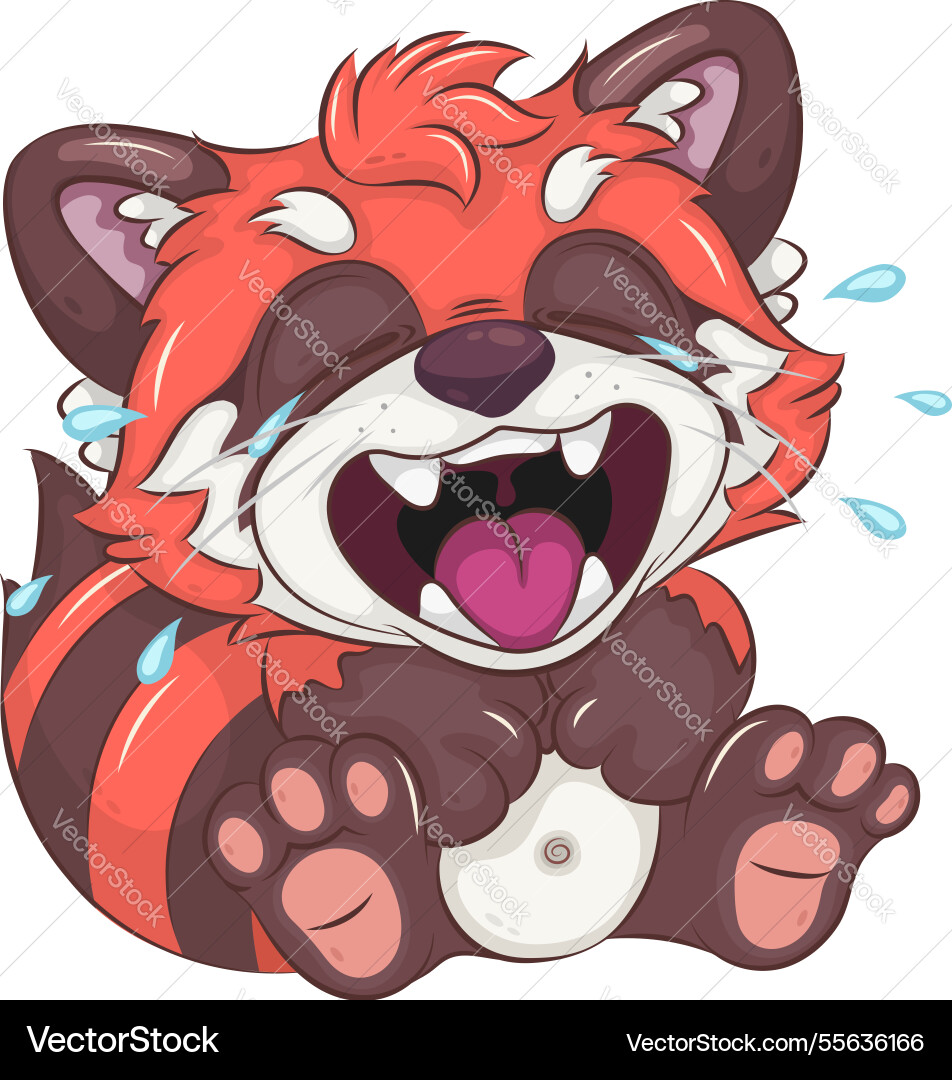 Cute cartoon red panda sitting and crying unique Vector Image