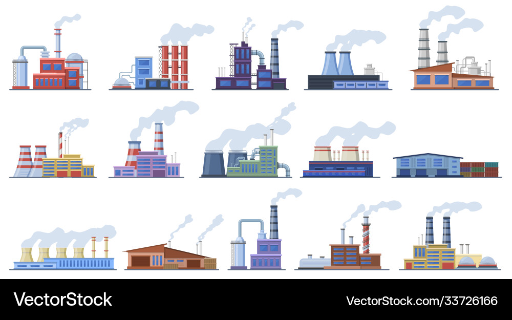 Industrial Factory Buildings Royalty Free Vector Image