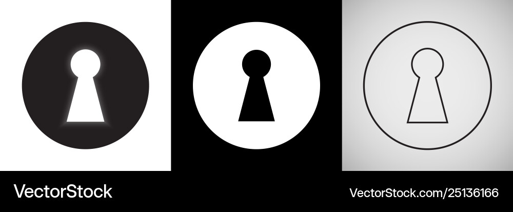 Keyhole isolated icons door key hole with light Vector Image