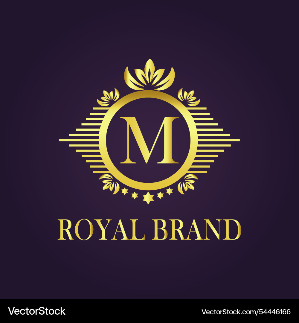 Letter m luxury gold logo concept Royalty Free Vector Image