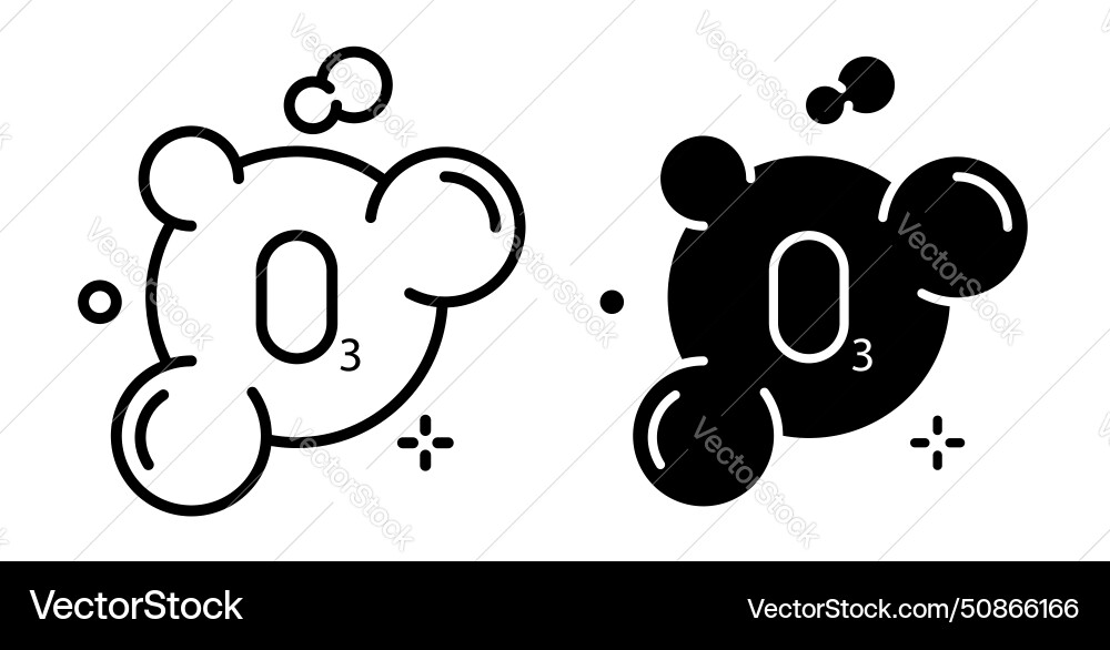 Ozonation icon set o3 molecule cleaning symbol Vector Image