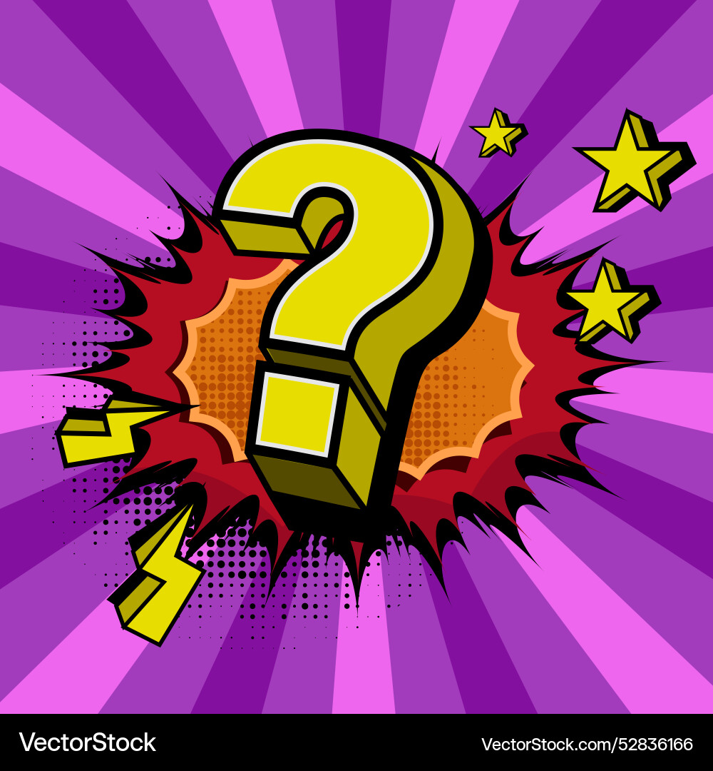 Question sign with comic book background graphic Vector Image