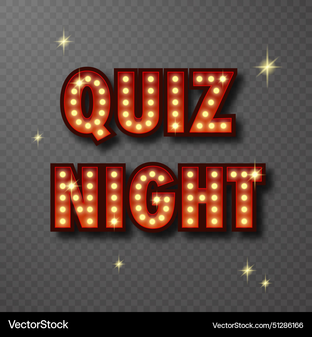 Quiz night announcement title on transparent Vector Image