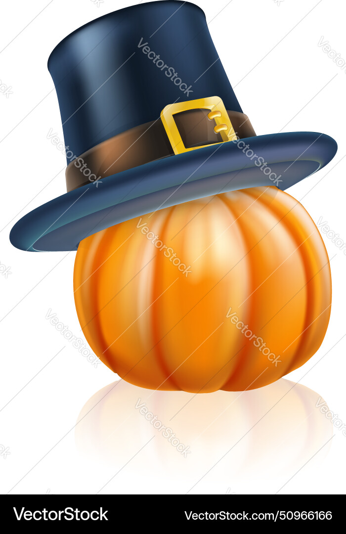 Thanksgiving pilgrim hat pumpkin Royalty Free Vector Image