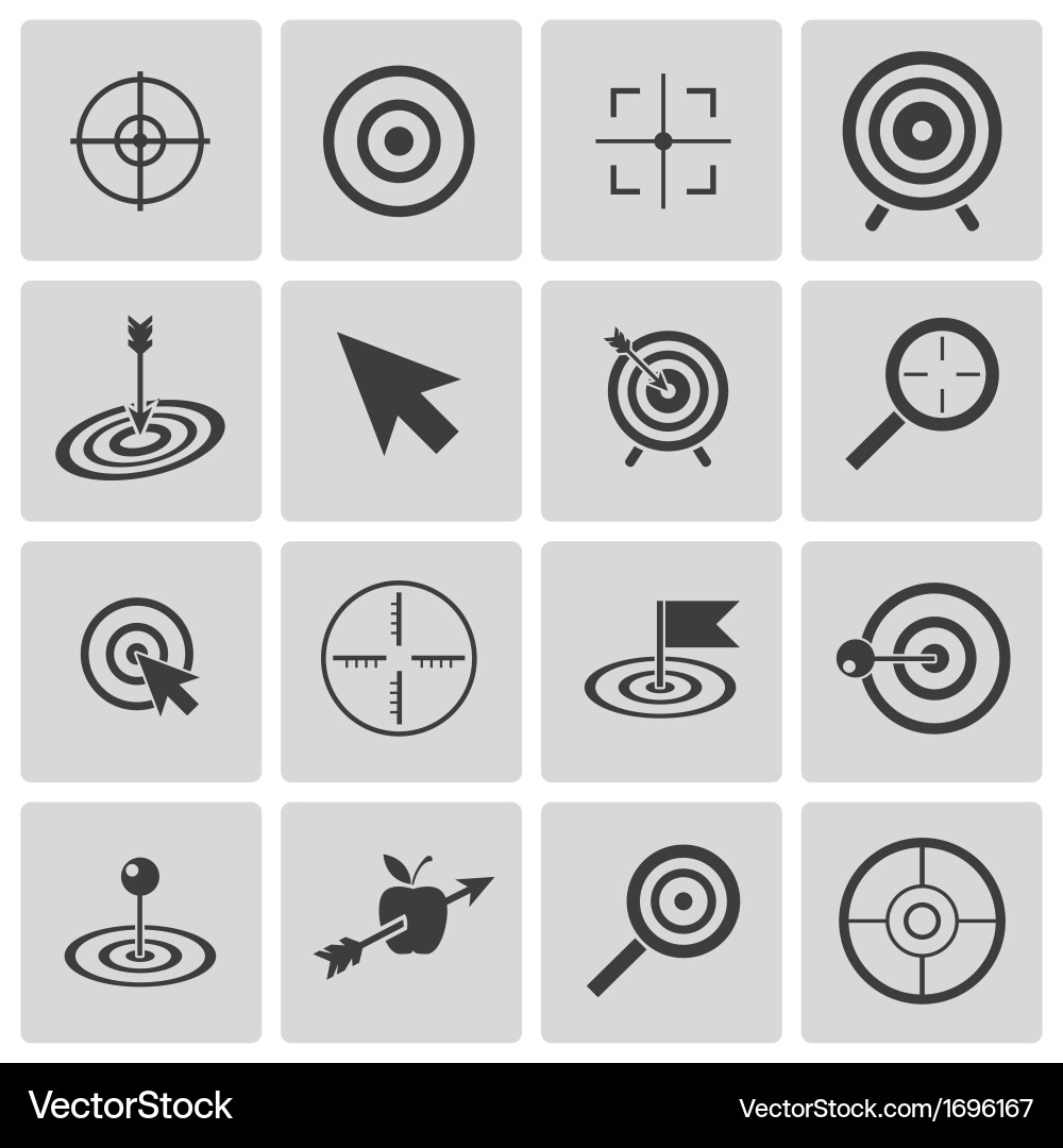 Black target icons set Royalty Free Vector Image