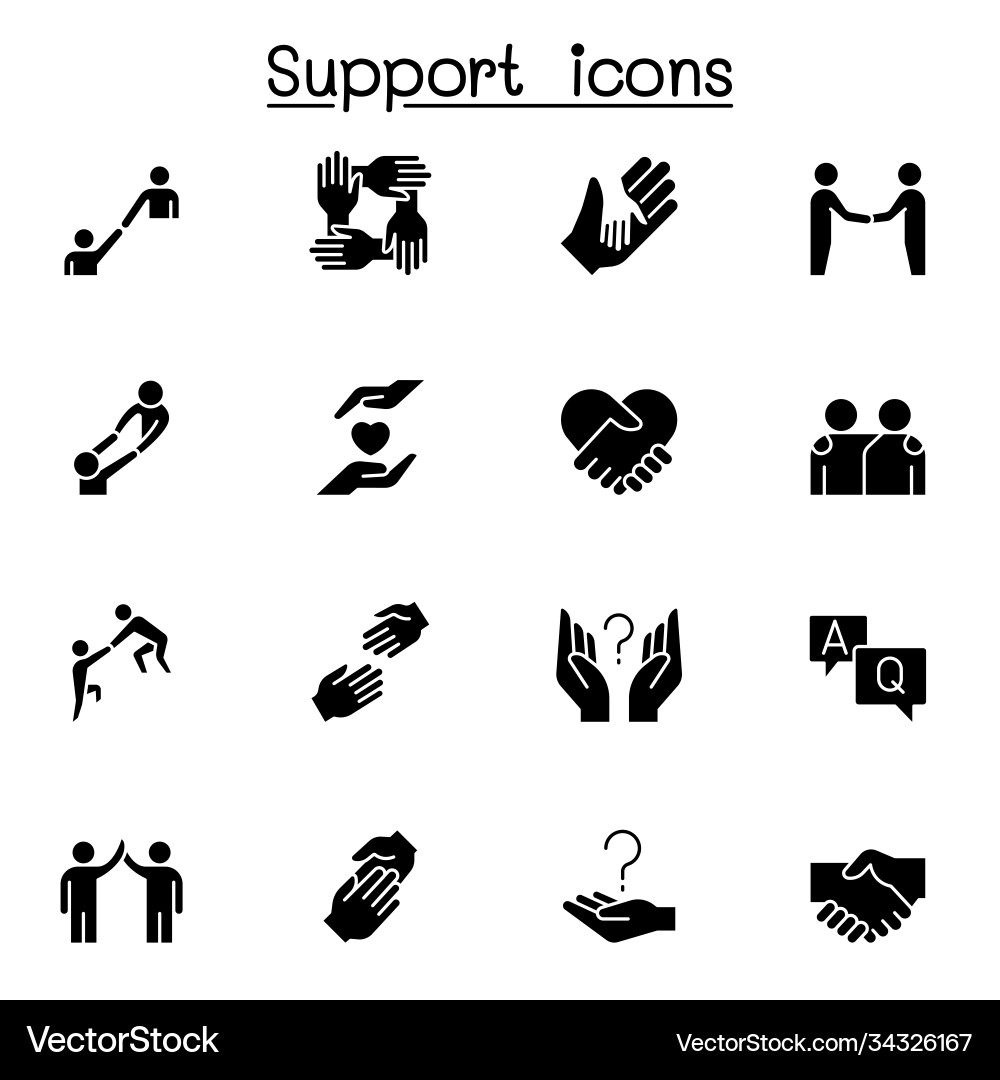 Care support and sympathize icon set in glyph Vector Image