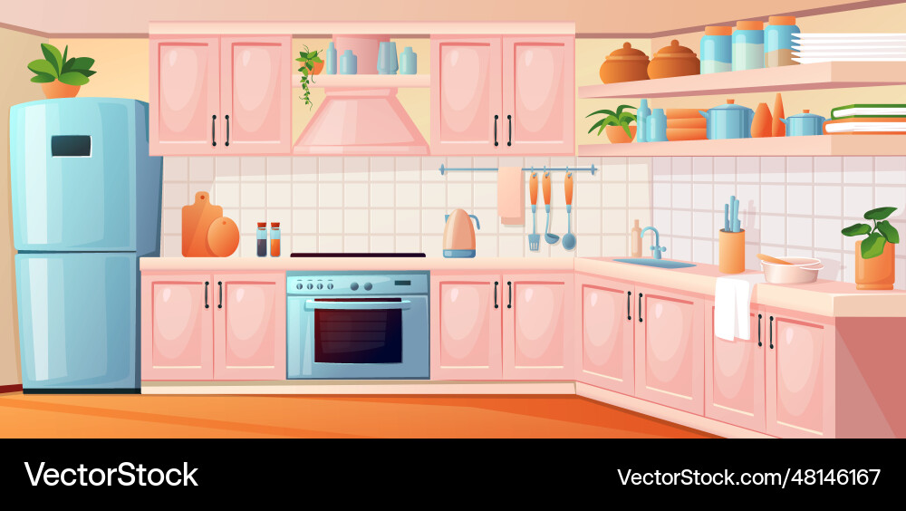 Cartoon Kitchen Interior Royalty Free Vector Image