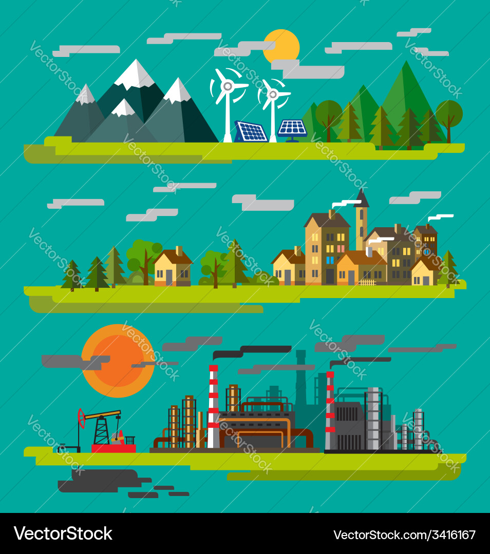 Farm and factory Royalty Free Vector Image - VectorStock