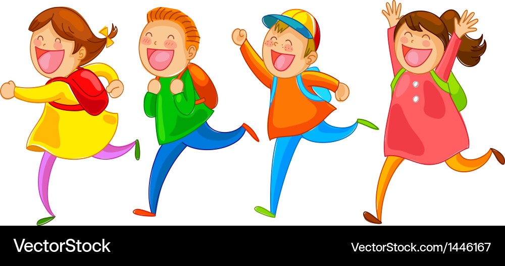 Happy school kids Royalty Free Vector Image - VectorStock