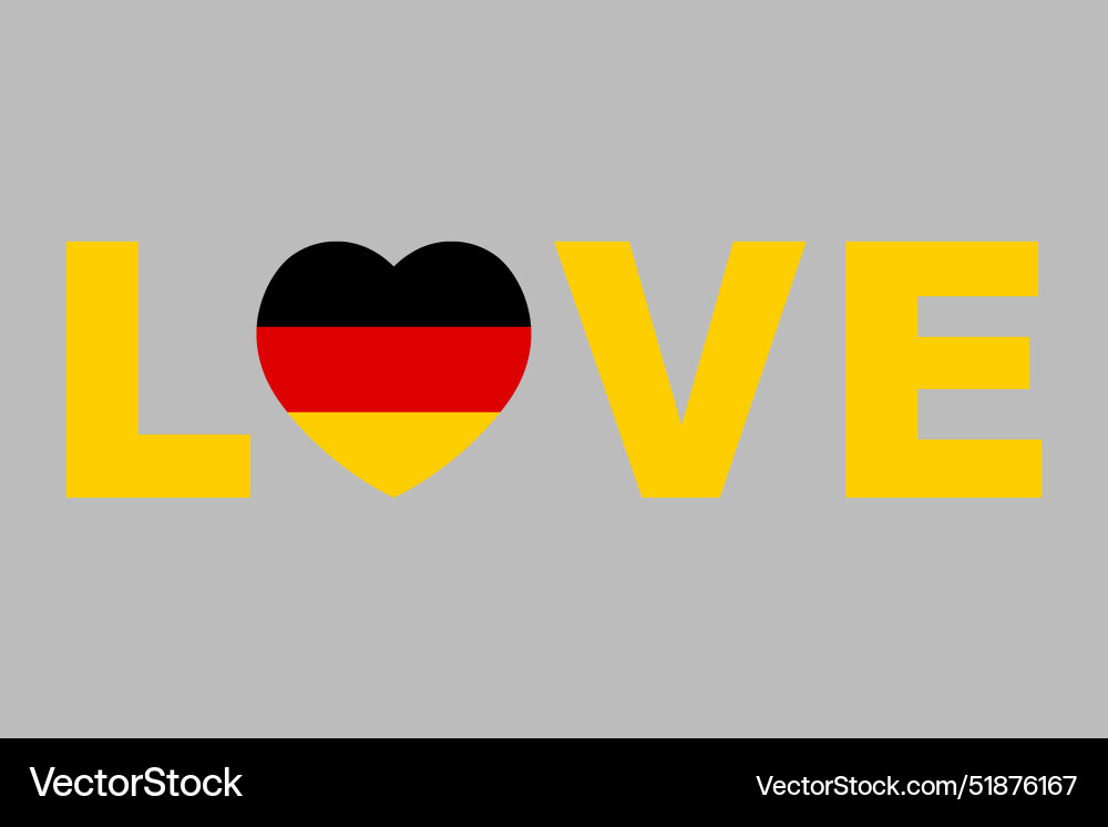 Love word with germany heart shape Royalty Free Vector Image