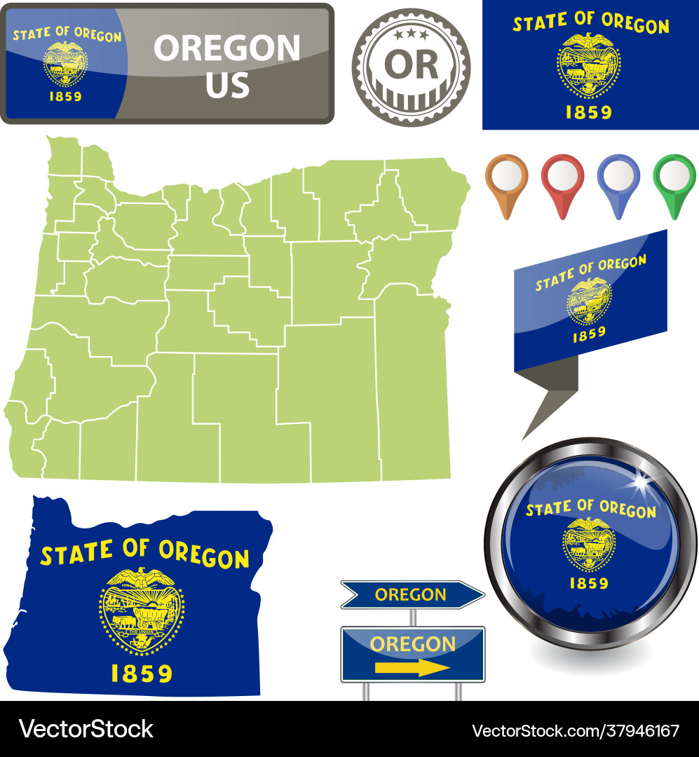 Map oregon us Royalty Free Vector Image - VectorStock
