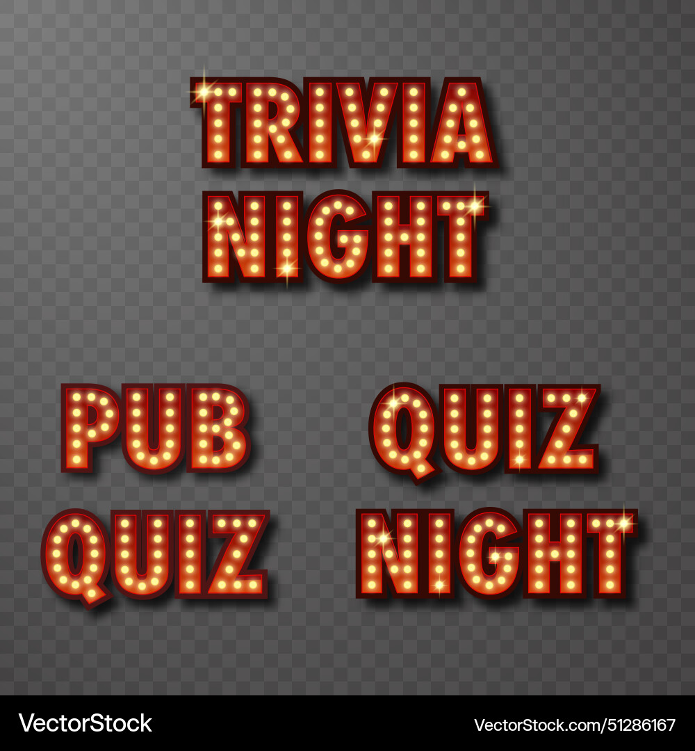 Quiz night announcement title on transparent Vector Image