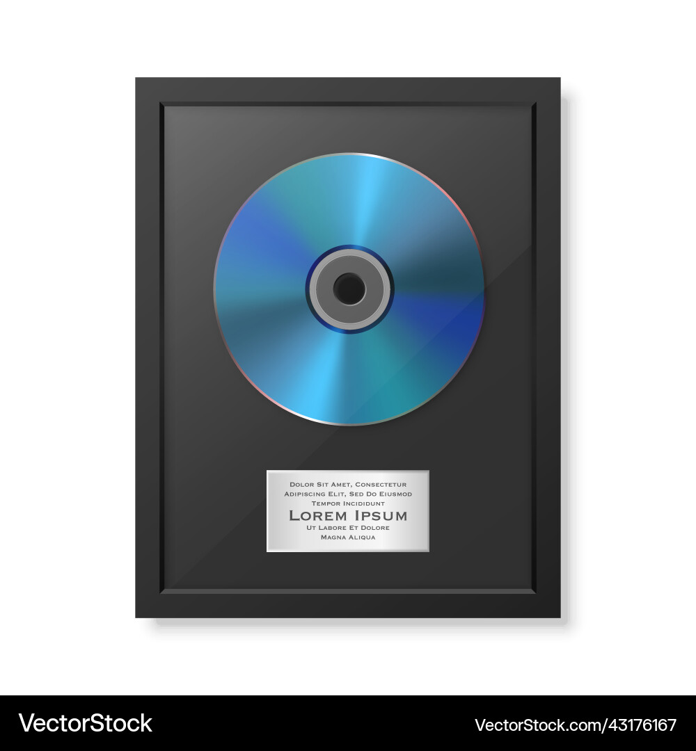 Realistic 3d blue cd and label with black Vector Image