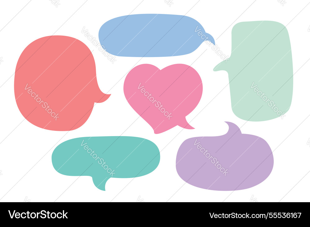 Speech bubble chat pastel color and cute heart Vector Image