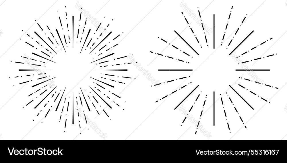 Sunburst retro dash lines radial Royalty Free Vector Image