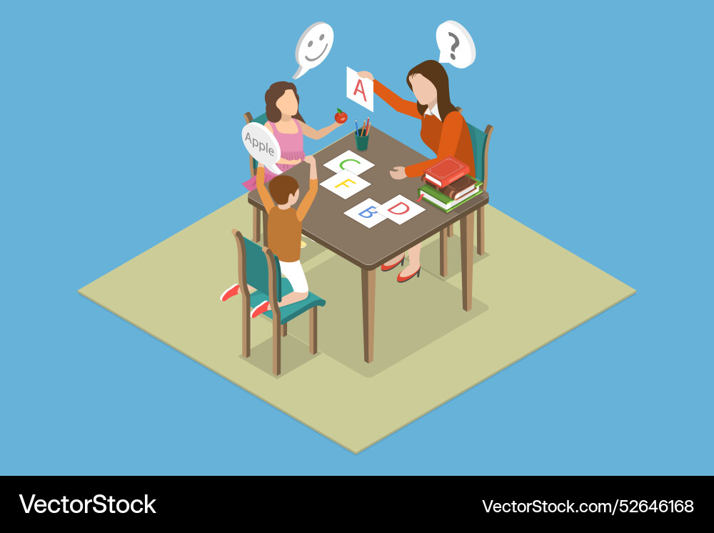 3d isometric flat of learning Royalty Free Vector Image