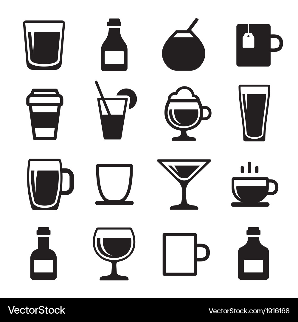 Beverage Icon Set Royalty Free Vector Image - VectorStock