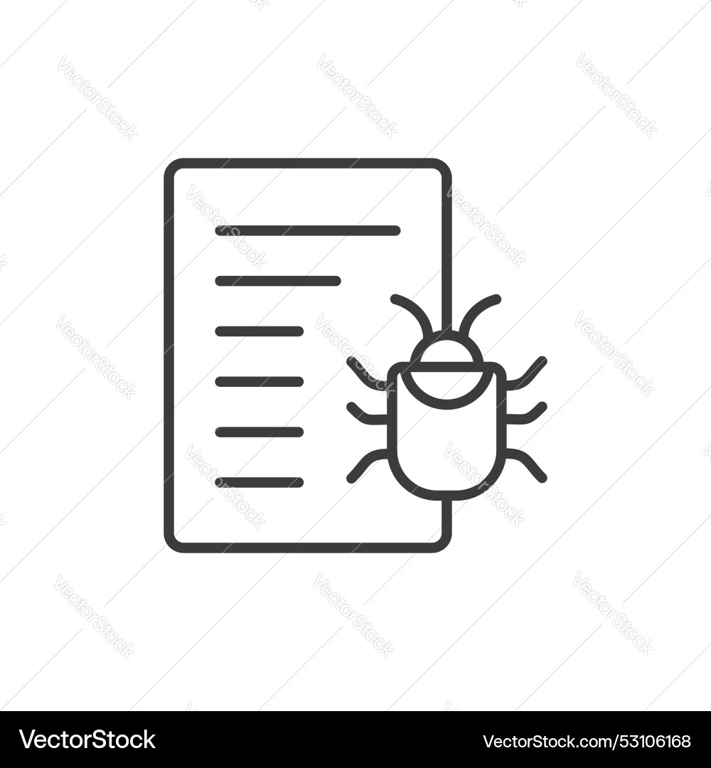Bug report line icon isolated on white background Vector Image