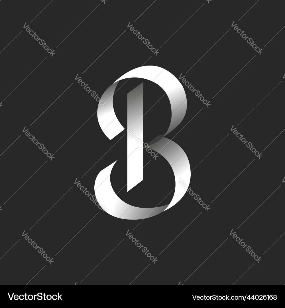 Calligraphic letter b logo monogram handwritten Vector Image