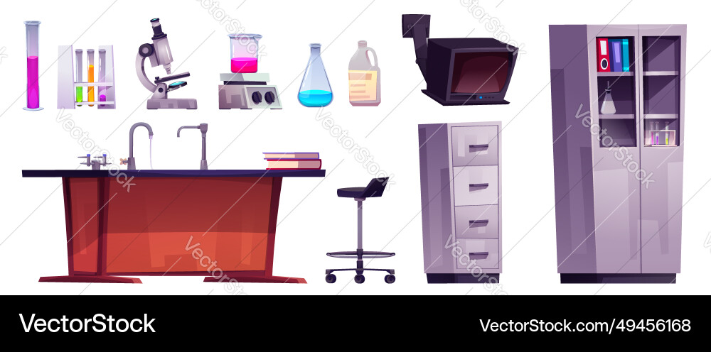 Chemistry classroom equipment set Royalty Free Vector Image