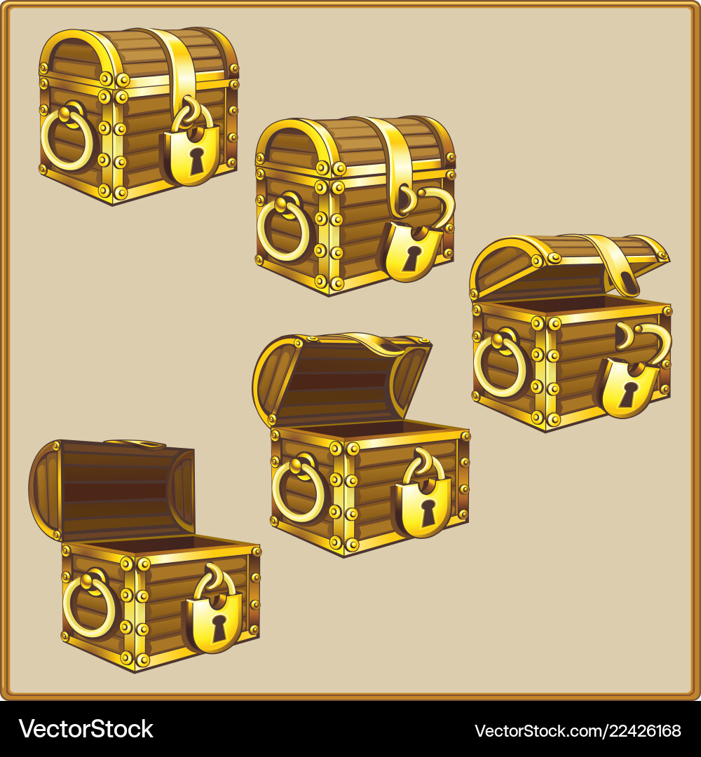 Chest set for game interface Royalty Free Vector Image