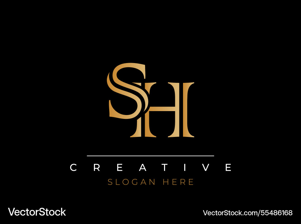 Creative sh luxury logo Royalty Free Vector Image